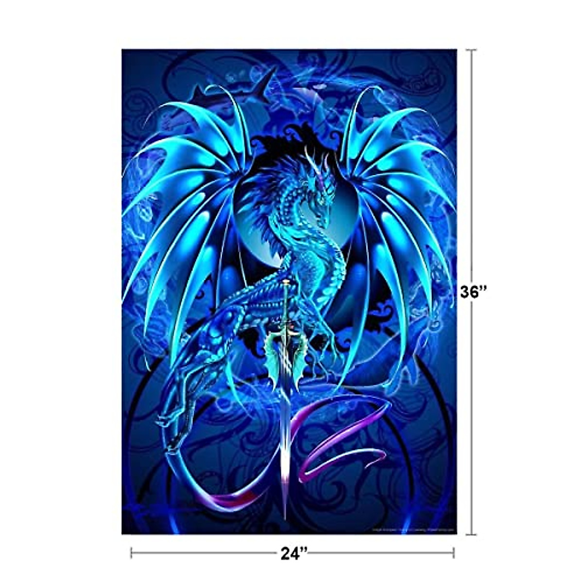 Blue Dragon Dragonsword Seablade Ruth Thompson Fantasy Poster Nina Nylander Knight Sword Cool Wall Decor Art Print Poster 24x36