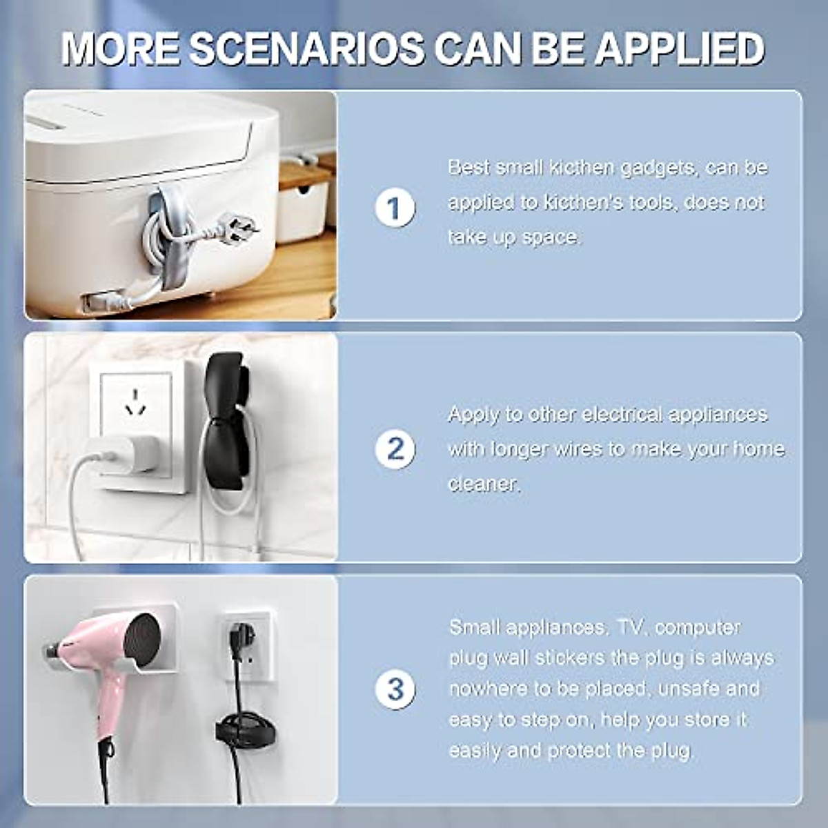 Cord Wrappers for Kitchen Appliances, 3 Pack Upgraded Kitchen Small Gadgets Cord Organizer Holder Widder For Appliance Stick On Mixer, Air Fryer, Coffee Maker, Blender, Pressure Cooker, Toaster