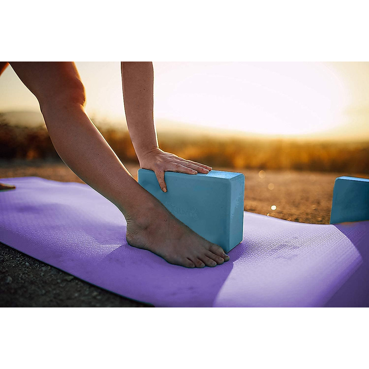 Sol Living Yoga Blocks 2 Pack High Density EVA Foam Yoga Cushion Stretching Pilates Meditation Exercise Equipment Support Deepen Poses Odor Free Non Slip Yoga Accessories - 4" x 6" x 9"- Teal
