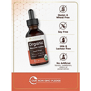 Carlyle Organic Nascent Iodine Liquid Drops | 2 fl oz | Vegan Supplement | Non-GMO, Gluten Free