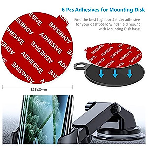 AZXYI Very High Bond Sticky Adhesive, 6 Pack Dashboard Pad Mounting Disk Adhesive Replacement Kit, Double-Sided Stickers for Suction Cup Dashboard Phone Holder & Windshield Car Mount