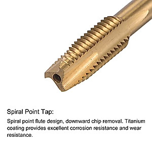 uxcell M8 x 1.25 Spiral Point Thread Tap and 6.6mm Twist Drill Bit Set, Metric Titanium Plated 6542 High Speed Steel Machine Screw Thread Tap Threading Tool
