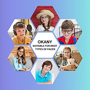 Okany Blue Light Glasses for Kids 3 Pack Blue Light Blocking Glasses for Teen Boys Girls Age 3-10,Computer Screen Gaming TV Phone Glasses Anti Glare,UV & Eye Strain (Grey Black+Transparent+Blue)