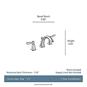 Moen Brantford Oil-Rubbed Bronze Two-Handle Widespread Bathroom Faucet Trim Kit Bathroom Faucets for Sink 3-hole Deck Mounted Setup, (Valve Required), T6620ORB