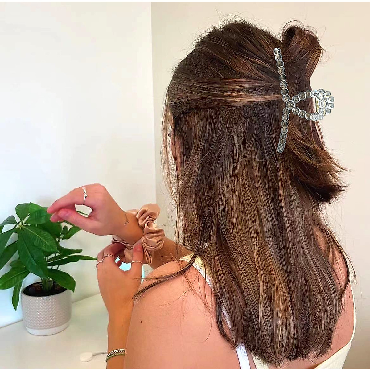 Hair Claw Clips, Nonslip Matte Clear, Large for Thick Hair, Strong Hold Jaw Clamps, Butterfly Hairpins Fashion Accessories for Women (3 Pack)