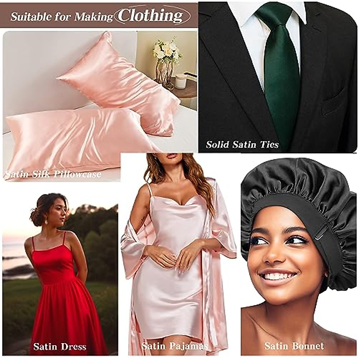 Charmeuse Satin Fabric by The Yard, 60" Wide Gold Bridal Satin Fabric, Soft Silky Satin Fabric Charmeuse Cloth Fabric for Bridal Dress, Apparel, Wedding Decorations, DIY Crafts, Sewing(1 Yard)