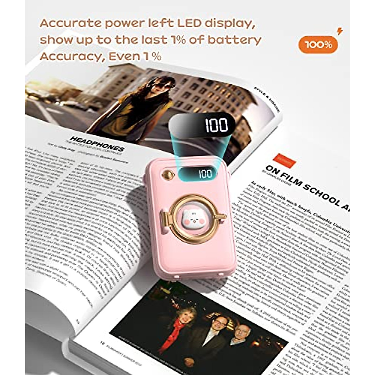 TTVCER Portable Charger 10000mAh, 22.5W USB C Small Cute Power Bank Fast Charging Compact Battery Pack with Built in 2 Cables and Precise led Digital Display,Compatible with iPhone,Tablet,Samsung