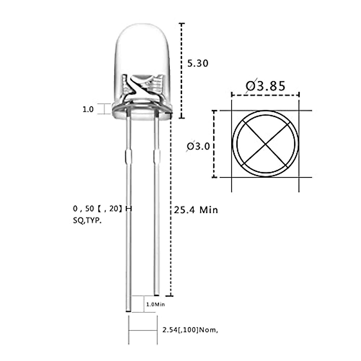Brilinker 50 Pcs 3mm LED Light Emitting Diodes Bulb LED Lamp- Clear and Transparent DC 6V-13V 20mA with Resistance- DIY Science Project Electronics Components Lighting Kit (Yellow)