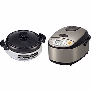 Zojirushi EP-PFC20HA Electric Skillet and Zojirushi NS-LGC05XB Micom Rice Cooker & Warmer Bundle