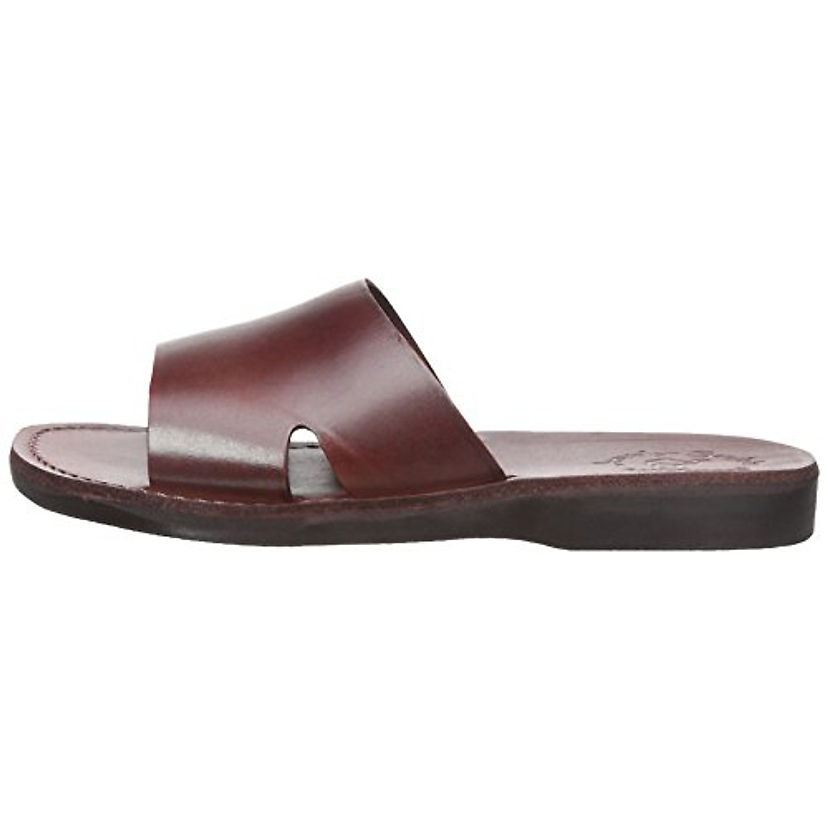 Bashan - Leather Wide Strap Slide Sandal - Brown
