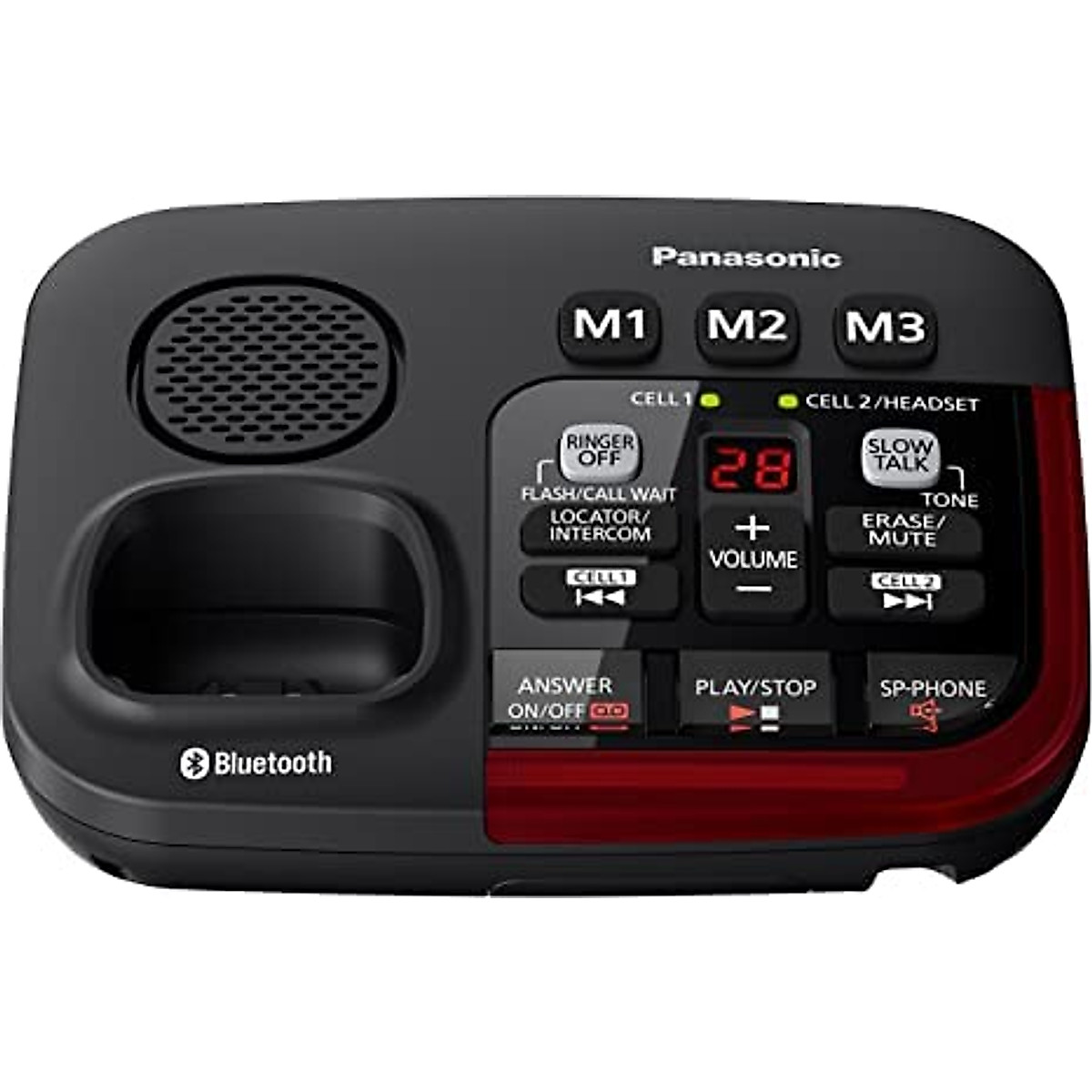 Panasonic KX-TGM430B + (1) KX-TGMA44B Link to Cell Bluetooth Talking Caller ID Voice Volume Booster Slow Talk Control Amplified Cordless Phone - 2 Handset