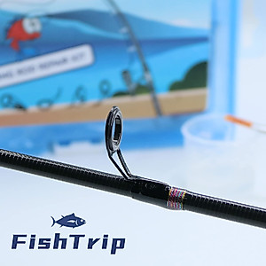 FishTrip Fishing Rod Repair Kit with Epoxy Adhesive,Pole Guides Tips Replacement Kit for Freshwater Saltwater,Glue,Wrapping Thread and Tape
