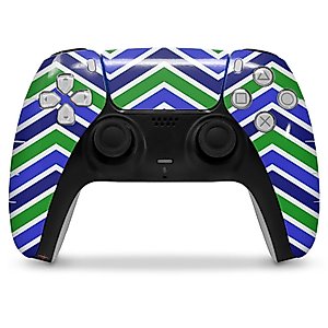 WraptorSkinz Skin Wrap compatible with Sony PS5 DualSense Controller Zig Zag Blue Green (CONTROLLER NOT INCLUDED)