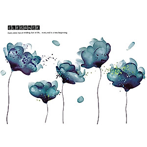 LiveGallery Removable Kids Room Wall Decoration Art Decor DIY Blue Flower Wall Decals Floral Wall Stickers Murals for Baby Bedroom Girls Boys Nursery Rooms Bathroom Living Room Wall Corner (Flower)