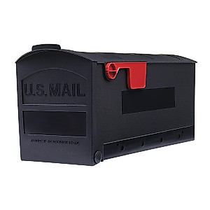 Architectural Mailboxes Patriot Plastic Post Mount Mailbox, Compatibility Code E, GMB505BAM, Black, Medium Capacity