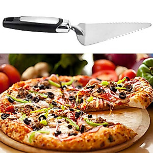 HQDeal Stainless Steel Pie Server Pizza Cake Cutter, Serrated Edges on Both Sides Suitable for Right-handed or Left-handed Chef