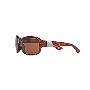 Costa Del Mar Womens Inlet Rectangular Sunglasses, Tortoise/Copper Polarized-580P, 58 mm