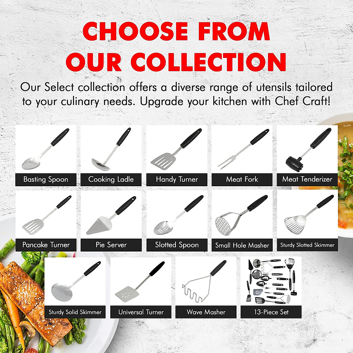 Chef Craft Select Meat Cooking Fork, 13 inch, Stainless Steel