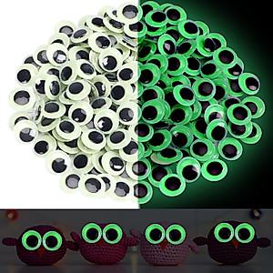 UPINS 300Pcs Googly Wiggle Eyes Self Adhesive, Glowing in Dark Eyes for Crafts Sticker 10 mm Sparkle Wiggle Eyes Suitable for Handicrafts DIY Halloween Christmas
