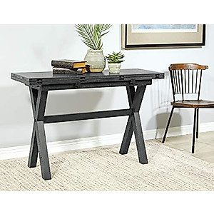 OSP Home Furnishings McKayla Flip-Top Expanding Desk to Dining Table, Distressed Washed Grey Finish