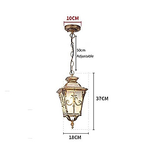 WHYA Rustic Bronze 37/45cm Retro Ceiling Pendant Lamp Die-cast Aluminum Glass E27 Outdoor Waterproof Hanging Lantern Rainproof Droplight Garden Park Courtyard Gazebo Porch Exterior Chandelier