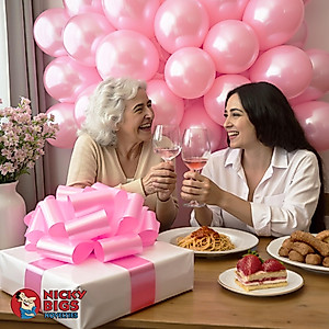 Nicky Bigs Novelties 14" Iridescent Metallic Giant Large Instant Pull Bow Birthday Wedding Decoration (Pink)