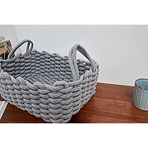 Woven Baskets, Set of 3 for Home, Office, Dorm Room, Living Room, Bedroom, Bathroom, Nursery Storage and Organization (GRAY)