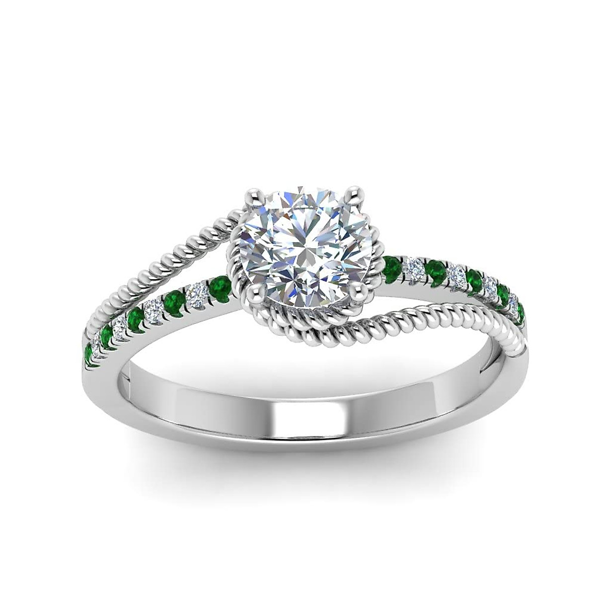 CustomizedGifts Round Cut diamond Split Shank Engagement Ring with White Diamond in 14K Rose Gold Handcrafted for Women Gift for Lover Anniversary, Wedding, Engagement, Party, Modern Design