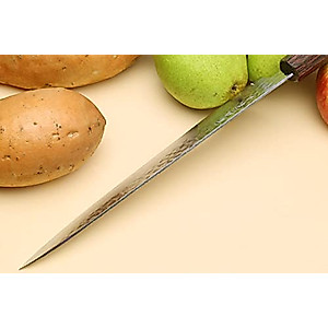 Yoshihiro VG-10 46 Layers Hammered Damascus Gyuto Japanese Chefs Knife (Octagonal Shitan Rosewood Handle) (8.25" (210mm))