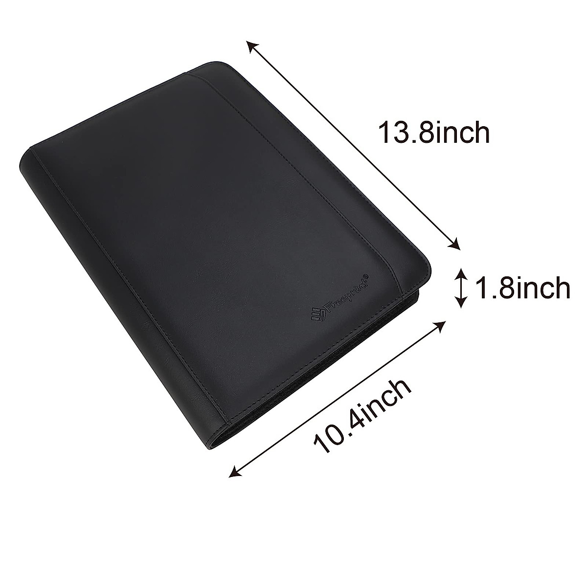 Freeprint Business Portfolio with Zipper 3 Ring Binder Organizer - PU Leather Folder Padfolio Document Organizer with Solar Calculator,Writing Pad