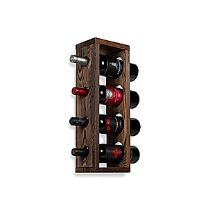Rustic State Sonoma Wall Mounted Wood Vertical Wine Rack Holder Storage Shelf Organizer for 4 Bottles - Home, Kitchen, Dining Room Bar Décor - Walnut