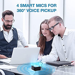 USB Speakerphone - EMEET M0 4 AI Mics Speakerphone for Conference Calls 360° Voice Pickup Conference Speakerphone for Computer Plug and Plays Computer Speaker with Microphone for 4 People