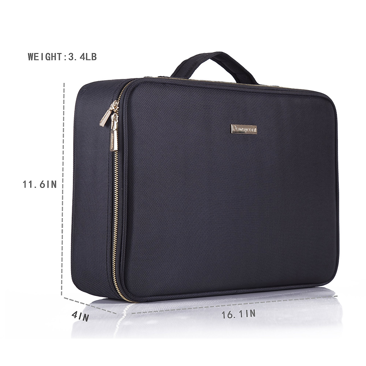 ROWNYEON Makeup Bag Cosmetic Makeup Train Case Artist Makeup Organizer Professional Portable Storage Bag for Women Girl Waterproof EVA Adjustable Dividers Large Black