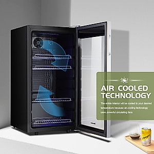 Kalamera Mini Beverage Refrigerator Freestanding- 120 Cans Capacity Beverage Cooler- for Soda, Water, Beer or Wine - For Kitchen or Bar with Whit Interior Light