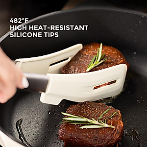 Zuutii Kitchen Tongs with Silicone Head,12.2" Stainless Steel Cooking Tongs for Kitchen,482°F Heat Resistent Locking Tongs,Versatile Serving tongs for Cooking,Dark Grey