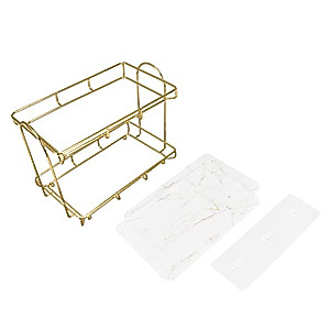FTVOGUE 2-Tier Shelf Organizer Bathroom Countertop Rack Large Capacity Golden Bathroom Countertop Rack Storage Tray for Home Hotel Bedroom