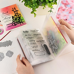 40 Pages A6 Clear Stamps Storage Embossing Folder Storage Photo Storage Album Seal Bags Storage Keeper Cards Folder Storage Bag for DIY Scrapbooking Arts Crafts Collecting Bags
