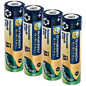 Synergy Digital AA Batteries, 4-Pack, Ultra High Capacity, Double A Rechargeable Batteries (Ni-MH, 1.25V, 2800 mAh)