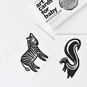 Wee Gallery Black and White Art Flash Cards for Babies, High Contrast Educational Animal Picture Cards, Baby Visual Stimulation, Brain and Memory Development in Infants and Toddlers - B&W Animals