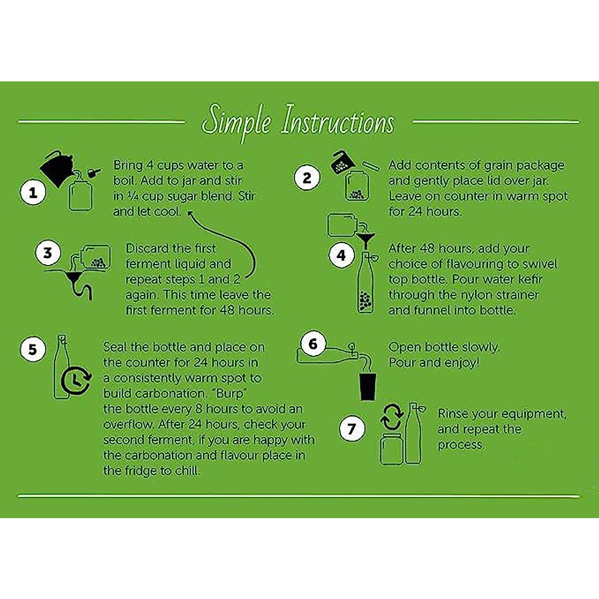 Water Kefir Starter Kit - Swivel Top Bottle, Organic Sugar, Nylon Strainer, & Water Kefir Grains Made from Organic Specialty Sugars and Natural Spring Water