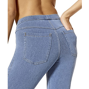 No nonsense womens Classic Denim Capri With Pockets leggings pants, Light Denim, Small US