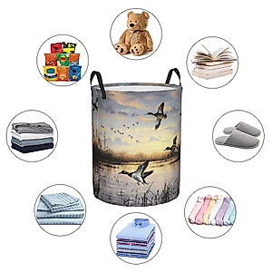Laundry Basket Mallard Duck Painting Collapsible Laundry Hamper Lightweight Storage Bin for Bedroom Bathroom Toys Organizer Nursery Medium