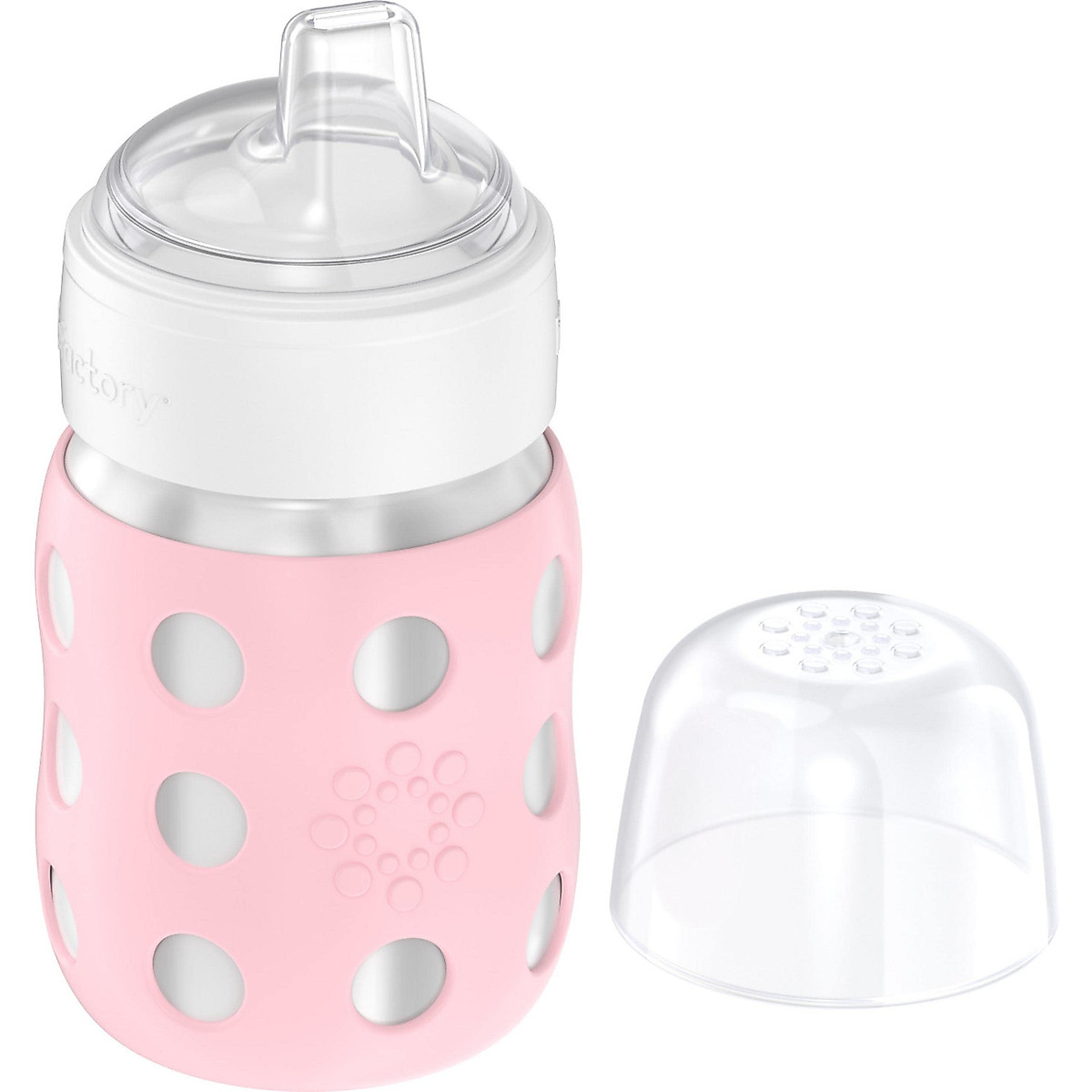Lifefactory 8-Ounce Stainless-Steel Vacuum-Insulated Wide-Neck Baby Bottle with Sippy Nipple, Desert Rose (LS2251WDR4)