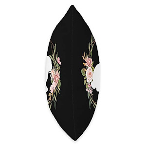 Floral Bohemian Pink Rose Flower Gift Women Girls Rabbit Cottontail Bunny Hare Cute Black White Throw Pillow, 18x18, Multicolor