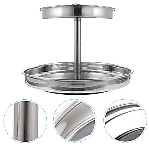 Hemoton Food Containers 2 Tier Fruit Basket Turntable Vegetable Baskets Round Snack Storage Organiser Stainless Steel Candy Dish Dessert Platter for Kitchen Hot Pot Home Party Decorative Tray