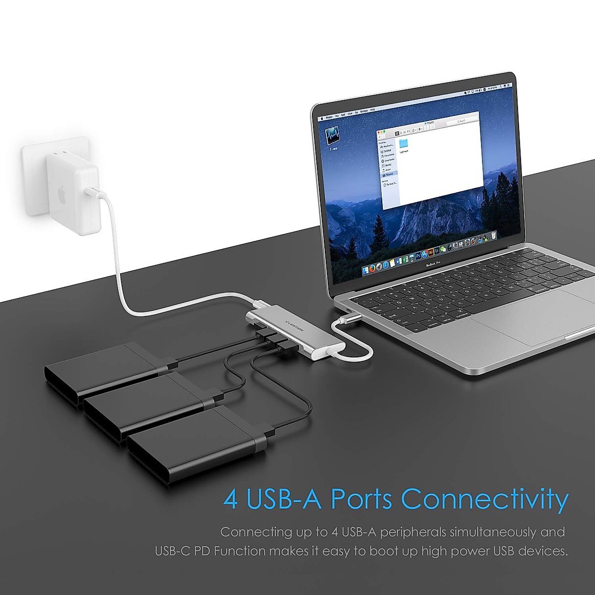LENTION USB C Multi-Port Hub with 4K HDMI, 4 USB-A, SD 3.0 Card Reader, Type C Charging Adapter Compatible 2023-2016 MacBook Pro 13/15/16, New Mac Air/Surface, Chromebook, More (CB-C36, Silver)
