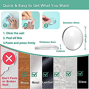 Door Stopper Wall Protector - Wall Shield Bumper Guard from Door Knobs, Sturdy Self Adhesive, Soft and Transparent ,Washable and Reusable Shock Absorbent Gel for Home Office (Classic Round, 6pcs)