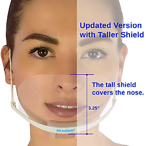 Masklean 1 Box(5 Masks w/Pouch) Clear Transparent Sanitary Mask Anti-Fog Face Mouth Shield Spit Guard Reusable Permanent makeup microblading catering