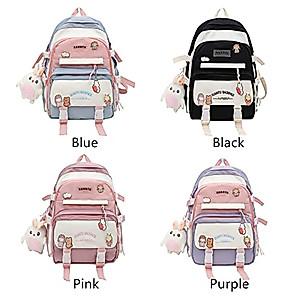 Mfikaryi kawaii Girls Backpack with Cute,Aesthetic Backpacks for School Bags,Bookbag with Cute Plush Pendant for Teens