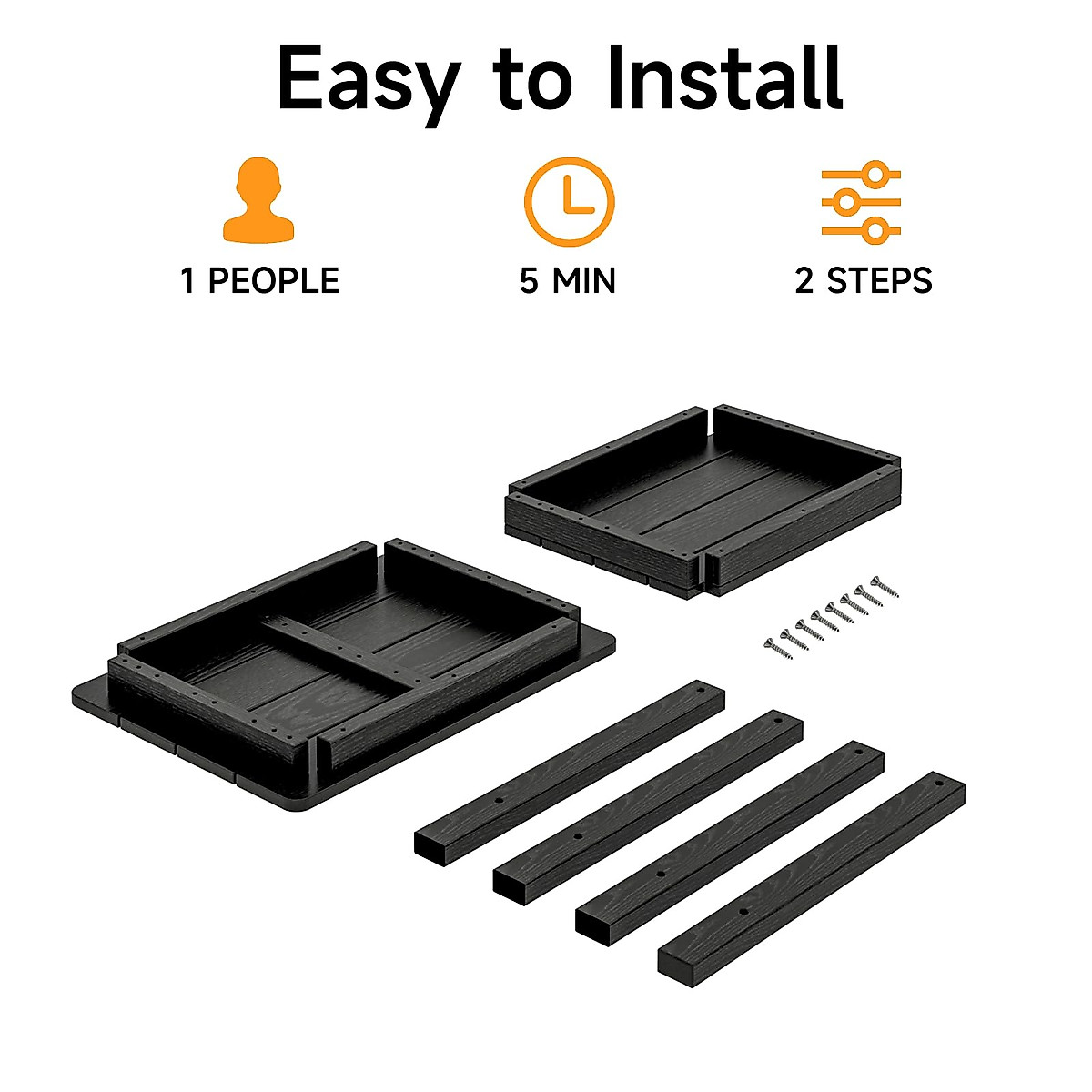 ONBRILL Adirondack Outdoor Side Table, Patio End Table with Storage, HDPS Weather Resistant for Patio, Pool, Porch, Garden, Black